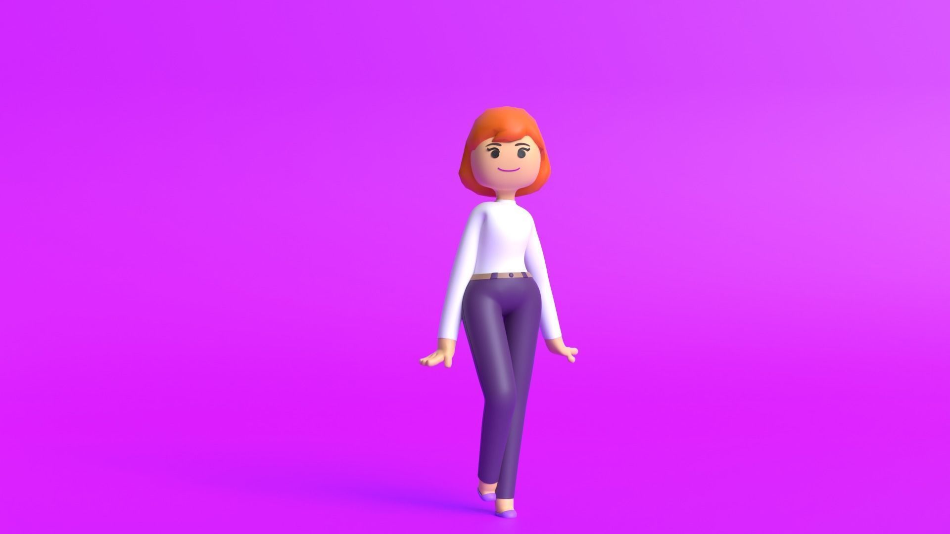 Minimal Girl Cartoon Character 3D model rigged | CGTrader