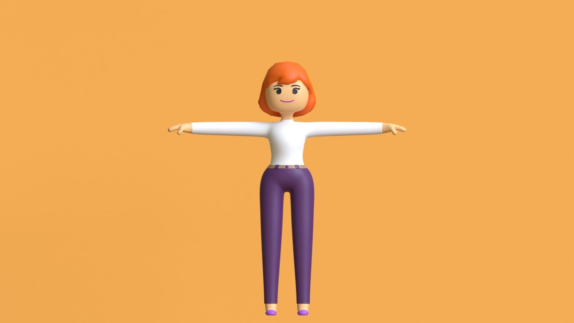 Minimal Girl Cartoon Character 3D model rigged | CGTrader