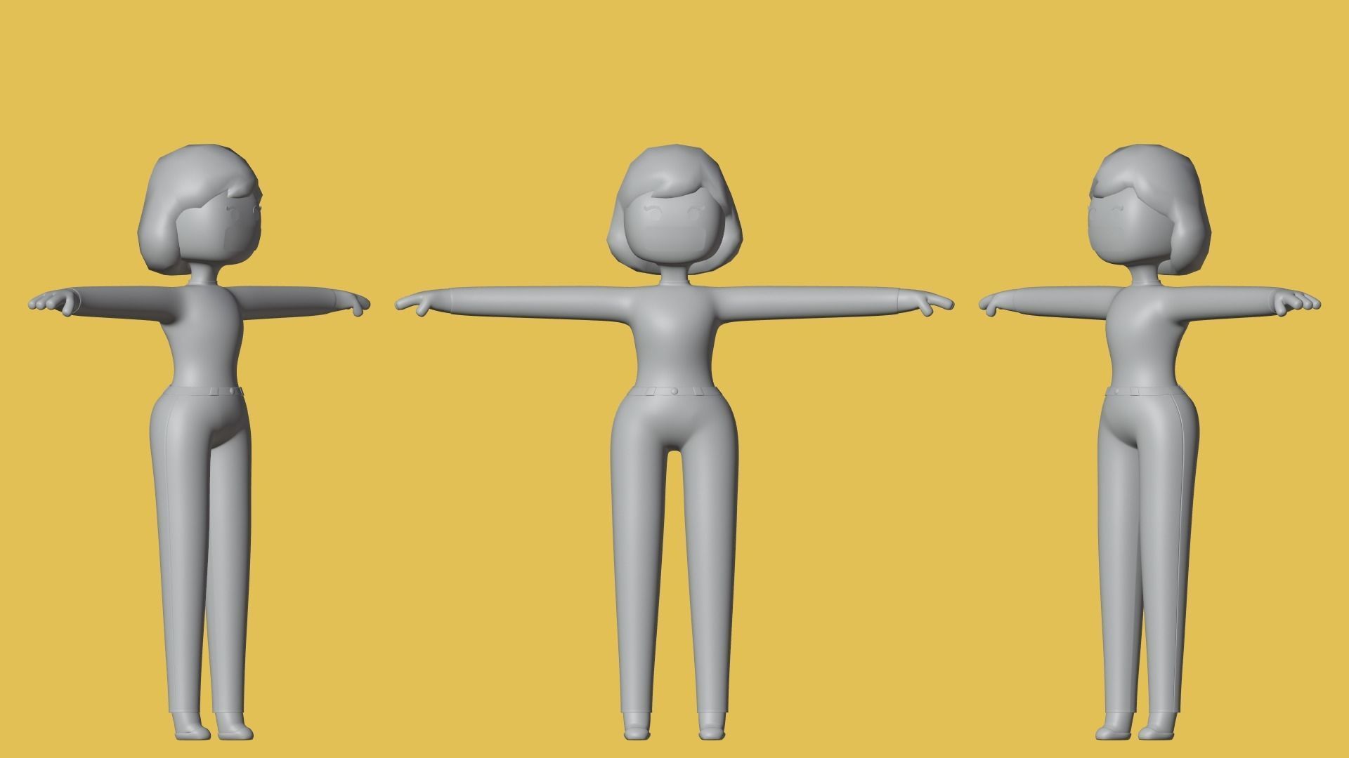 Minimal Girl Cartoon Character 3D model rigged | CGTrader