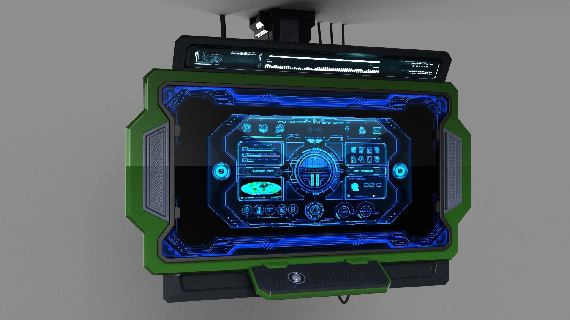 3D model Sci-fi monitor3 VR / AR / low-poly | CGTrader