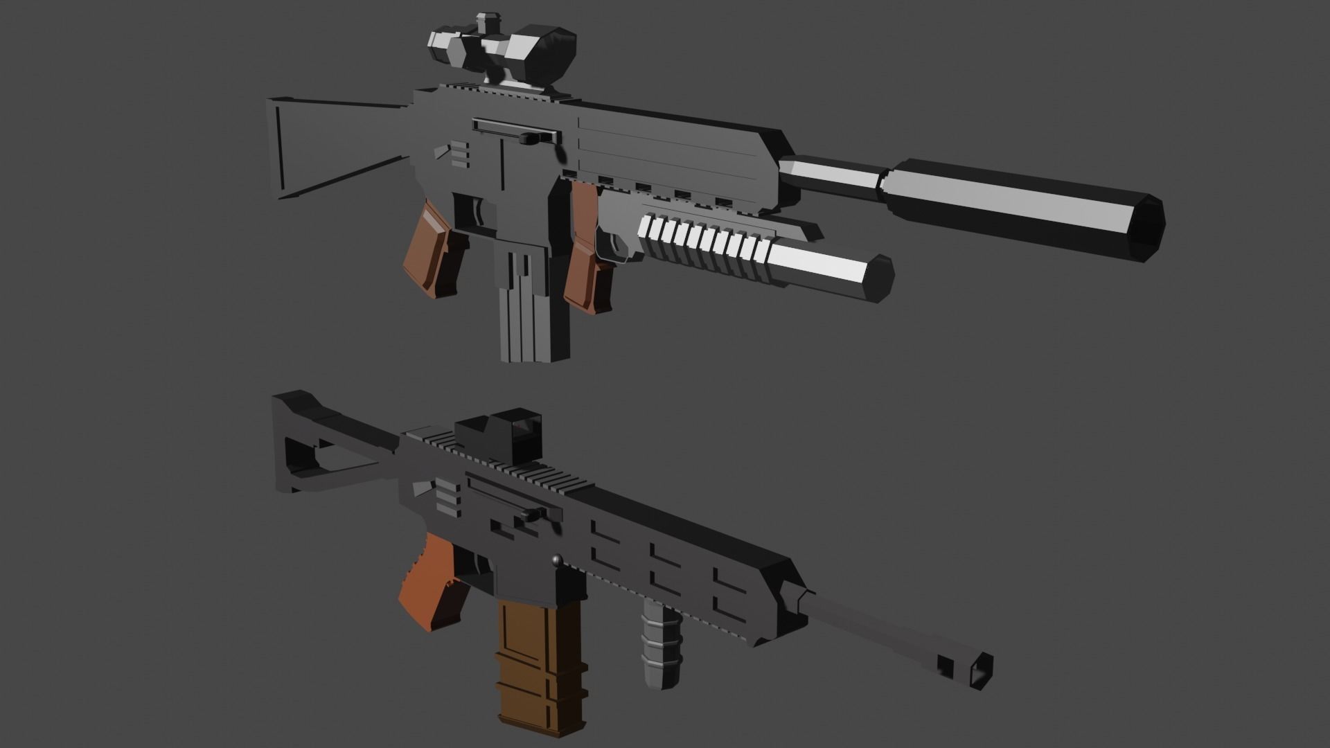 3D model 2 Low Poly Military Weapons VR / AR / low-poly | CGTrader