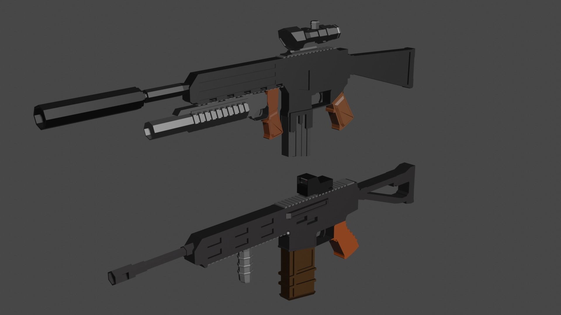 3D model 2 Low Poly Military Weapons VR / AR / low-poly | CGTrader