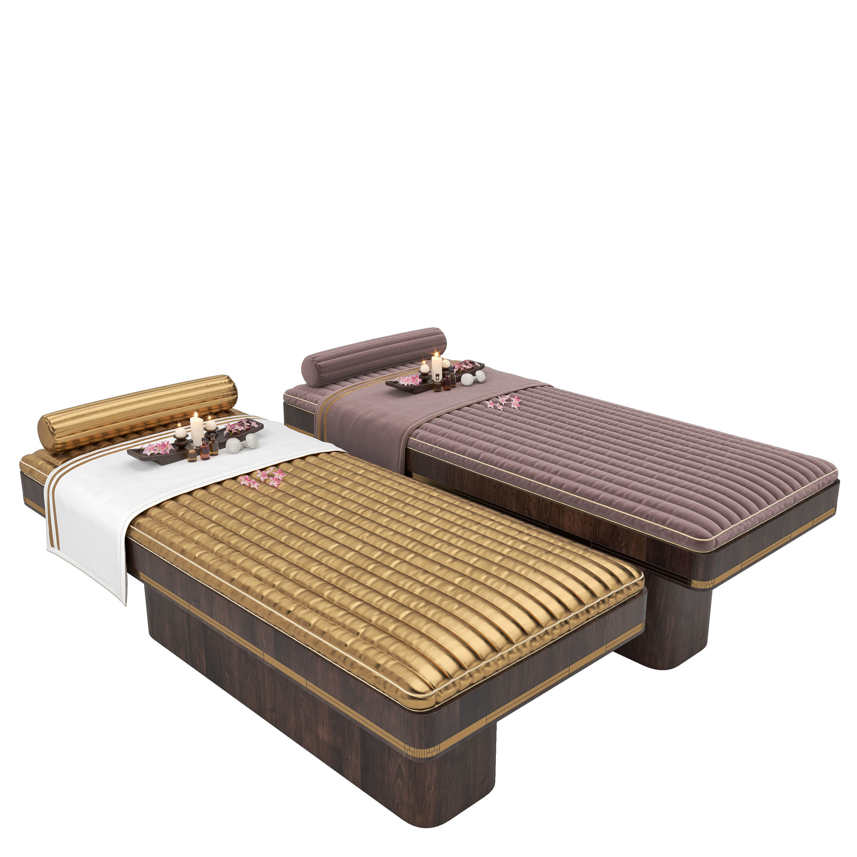 GOLD SPA-MASSAGE BED WITH SPA DECORATIONS 3D model | CGTrader