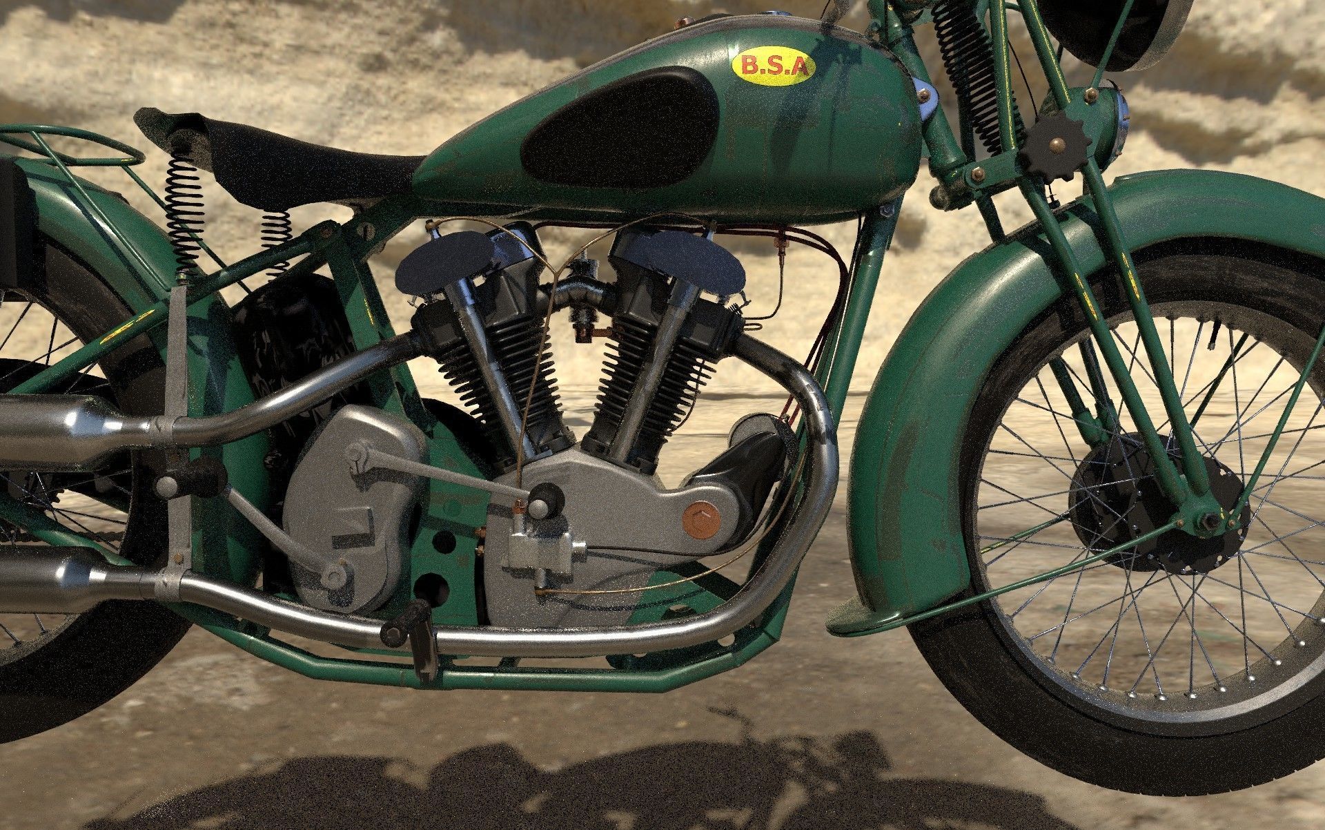 Motorcycle model BSA Y 13- 750 3D model | CGTrader