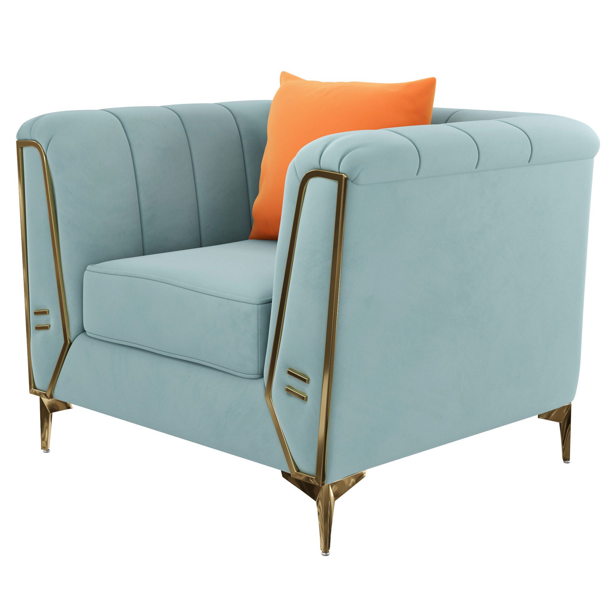 Homary-Modern Luxury Upholstered Leath-aire Accent Chair 3D model ...