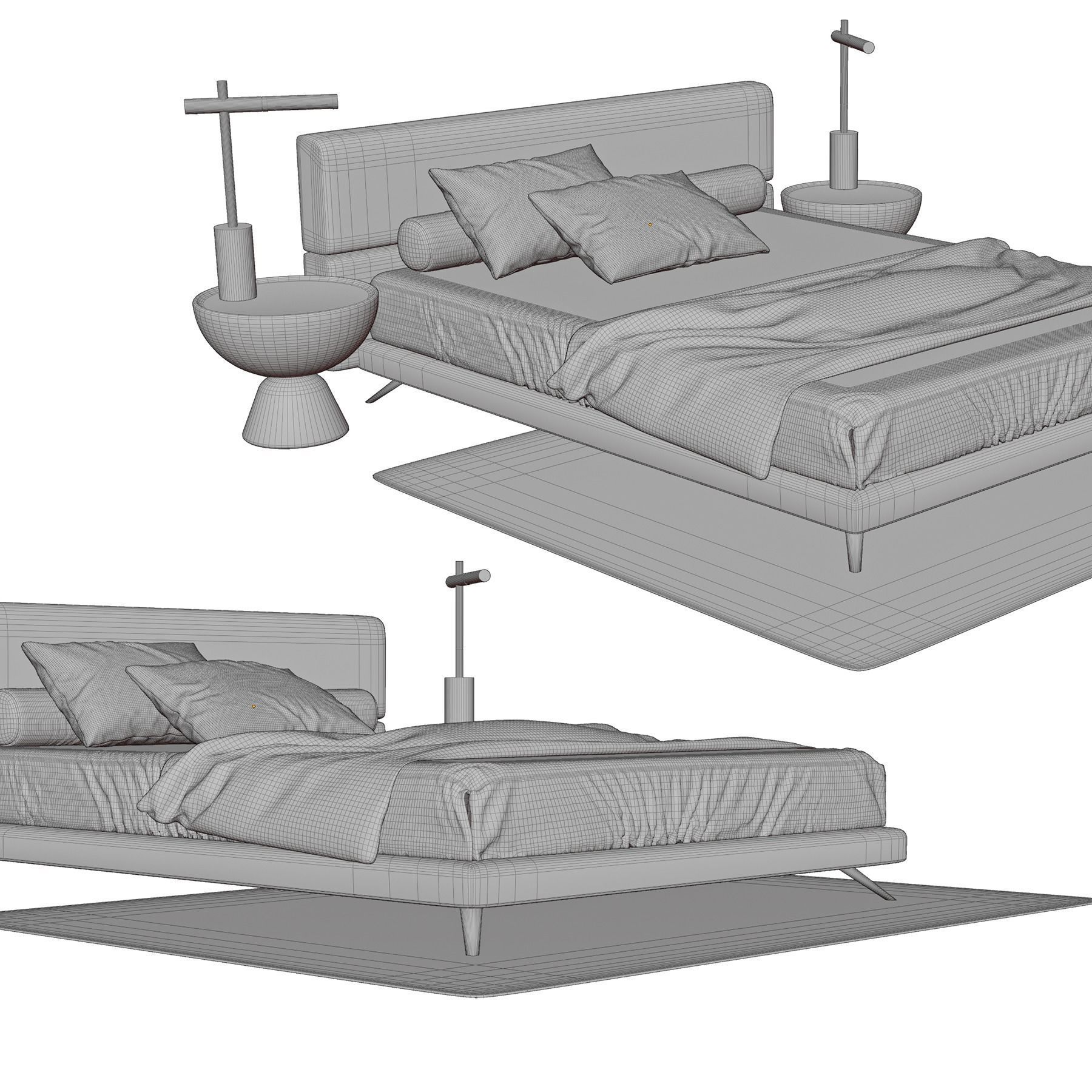 Bed B With Wooden Headboard And Footboard 3d Model Cgtrader