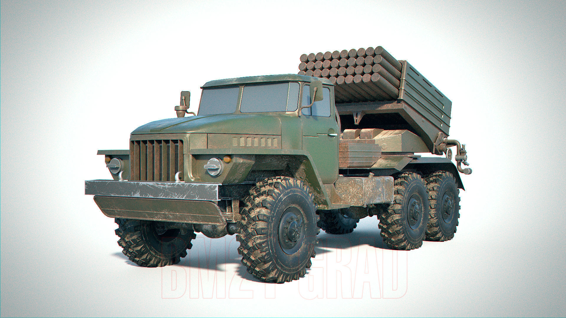 3D model BM-21 Grad Aged PBR VR / AR / low-poly | CGTrader