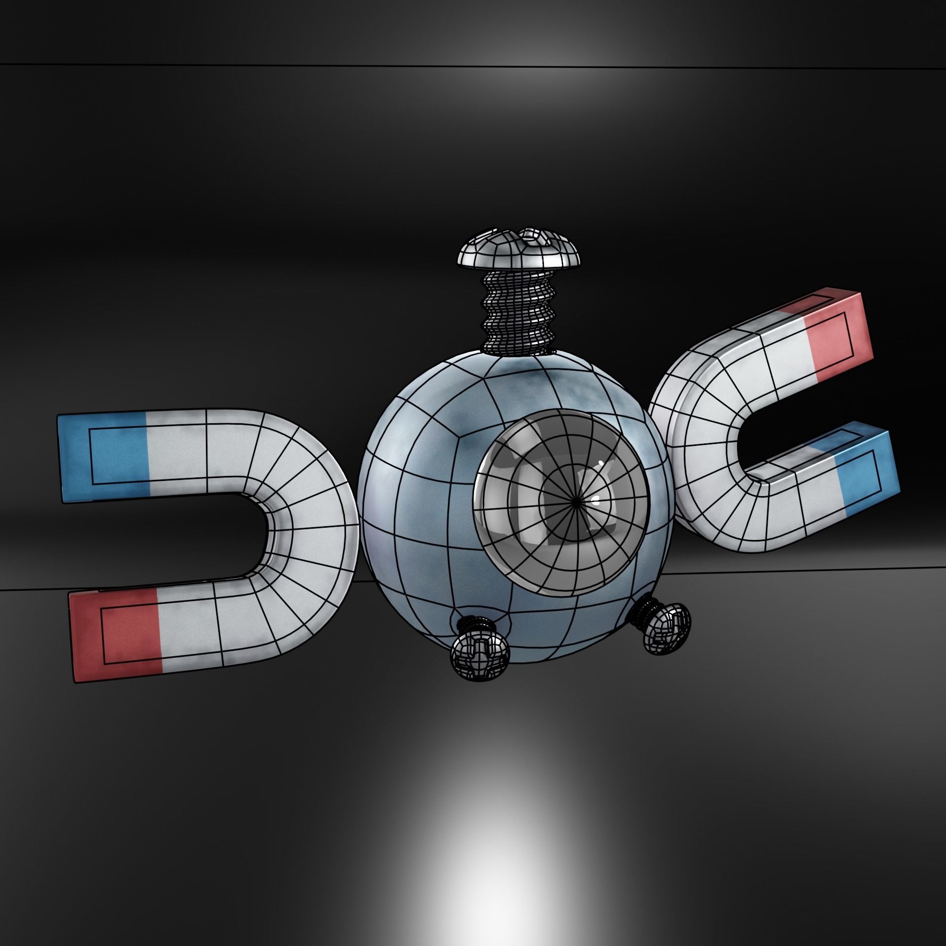 3D model Realistic Magnemite thermometer with wires VR / AR / low-poly ...