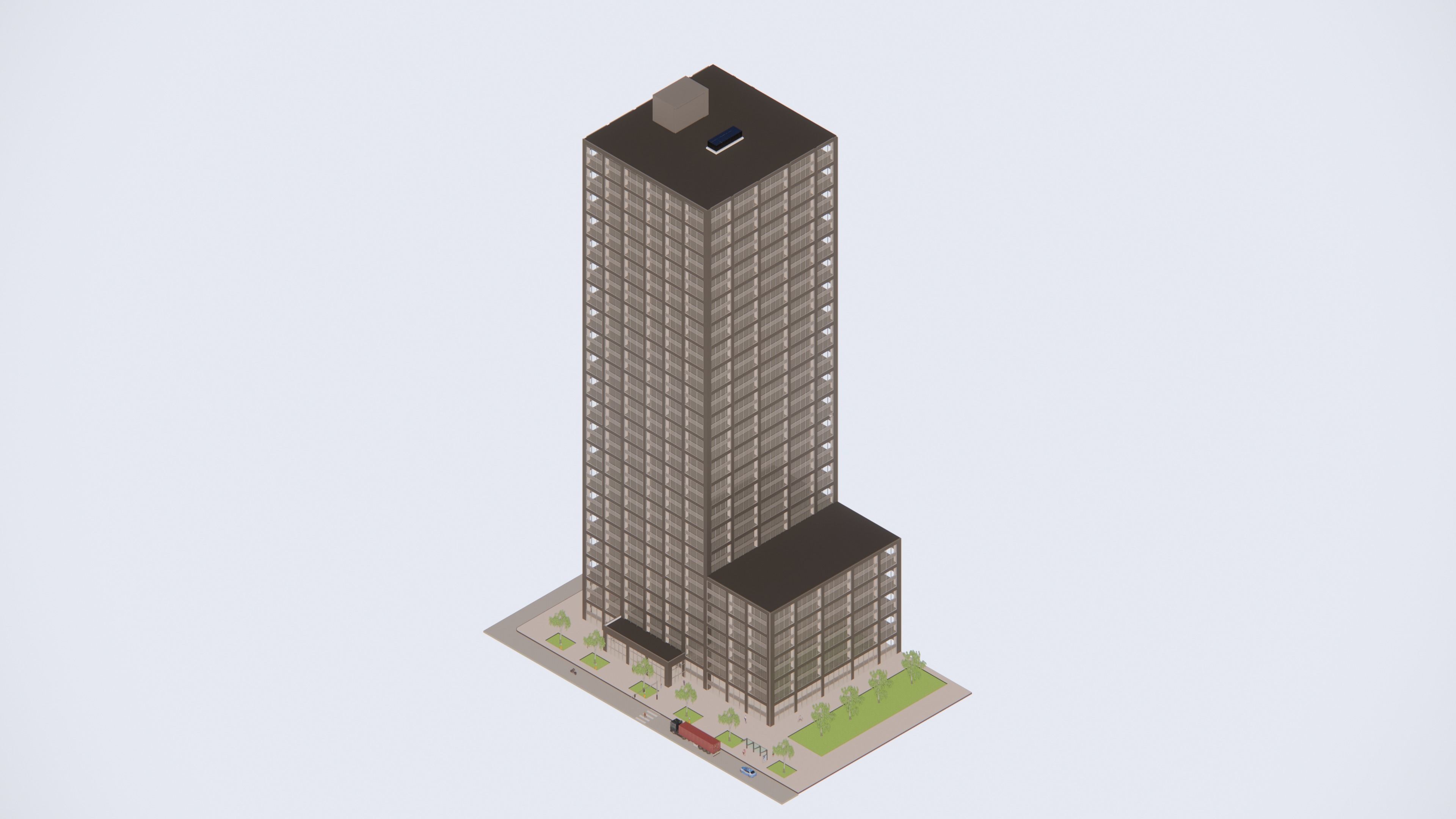 High rise office building 3D model | CGTrader