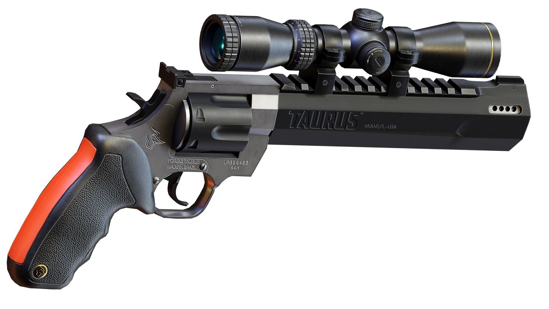 3D model Taurus Raging Hunter Revolver With Scope VR / AR / low-poly ...