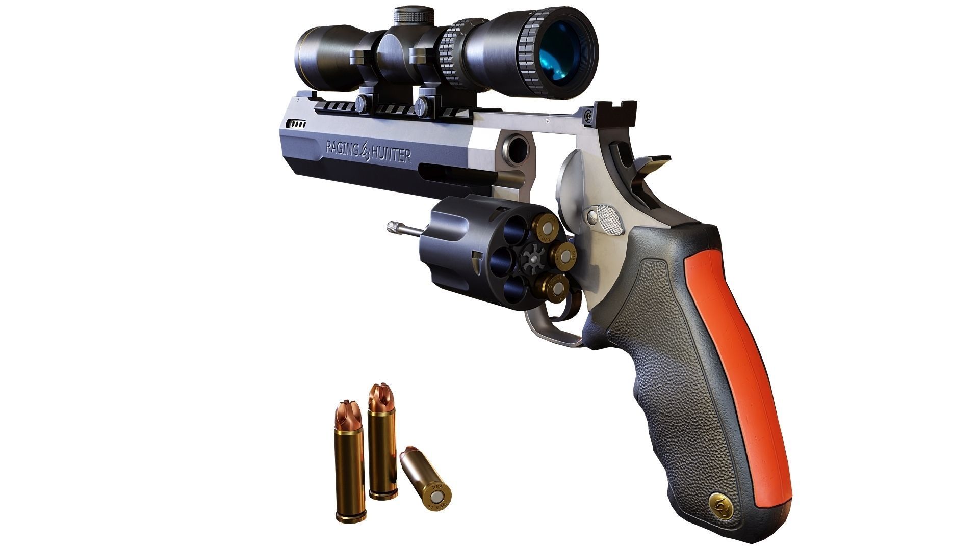 3D model Taurus Raging Hunter Revolver With Scope VR / AR / low-poly ...