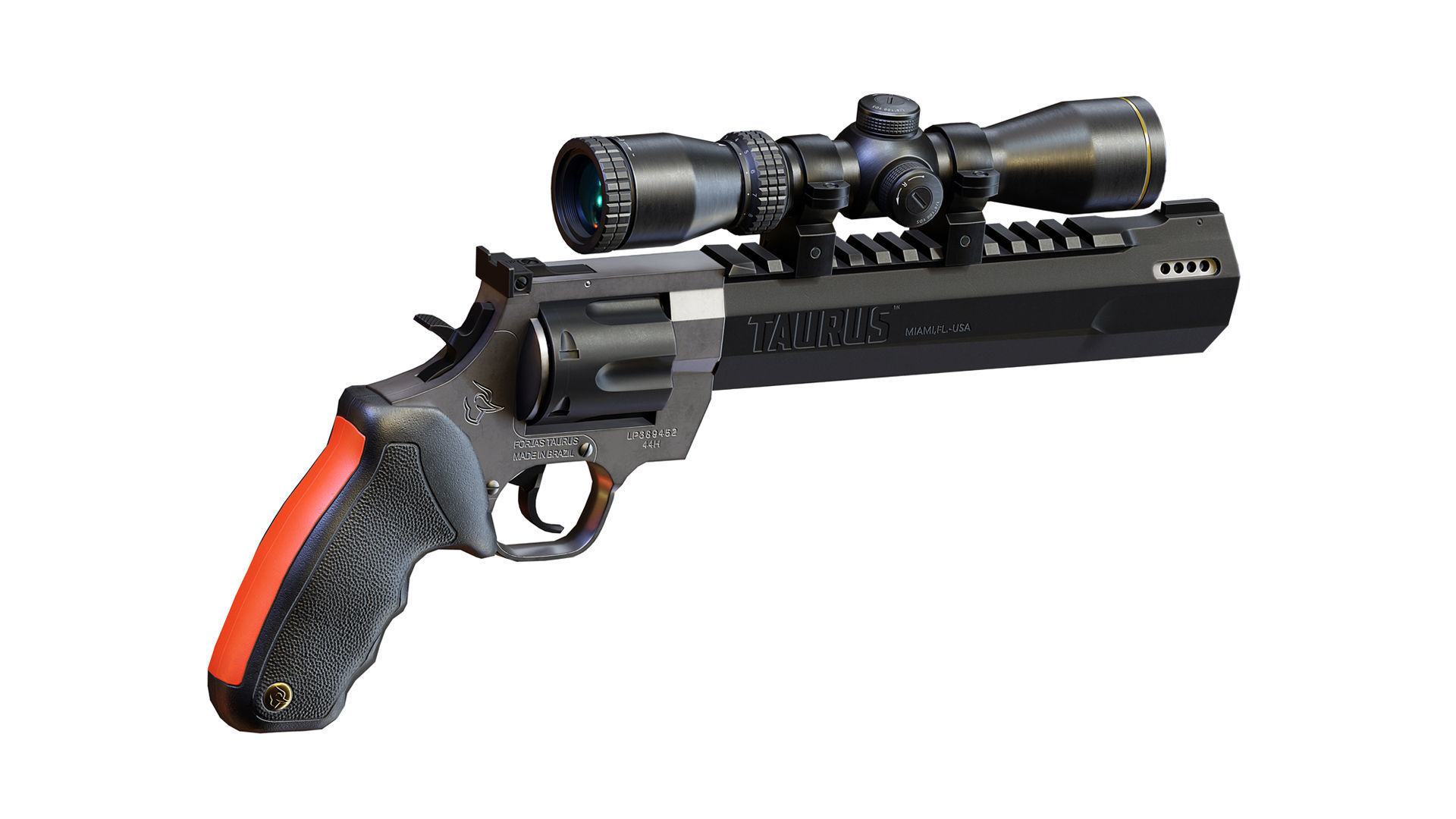 3D model Taurus Raging Hunter Revolver With Scope VR / AR / low-poly ...