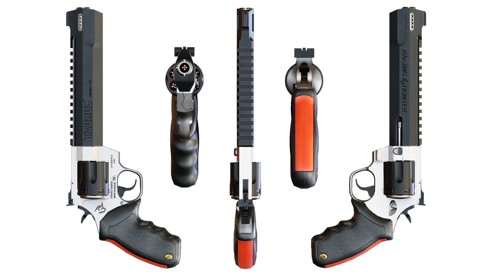 3D model Taurus Raging Hunter Revolver With Scope VR / AR / low-poly ...