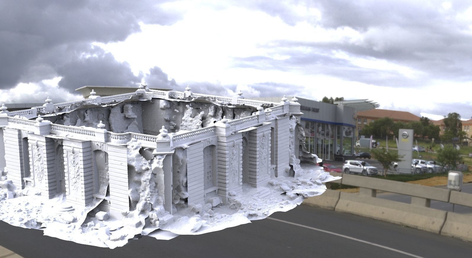 Gothic wall building destroyed 3D model | CGTrader