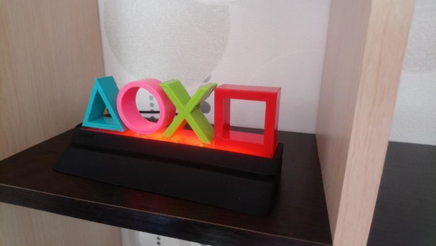 Glowing statuette lamp logo Sony playstation 3D print model 3D model 3D ...