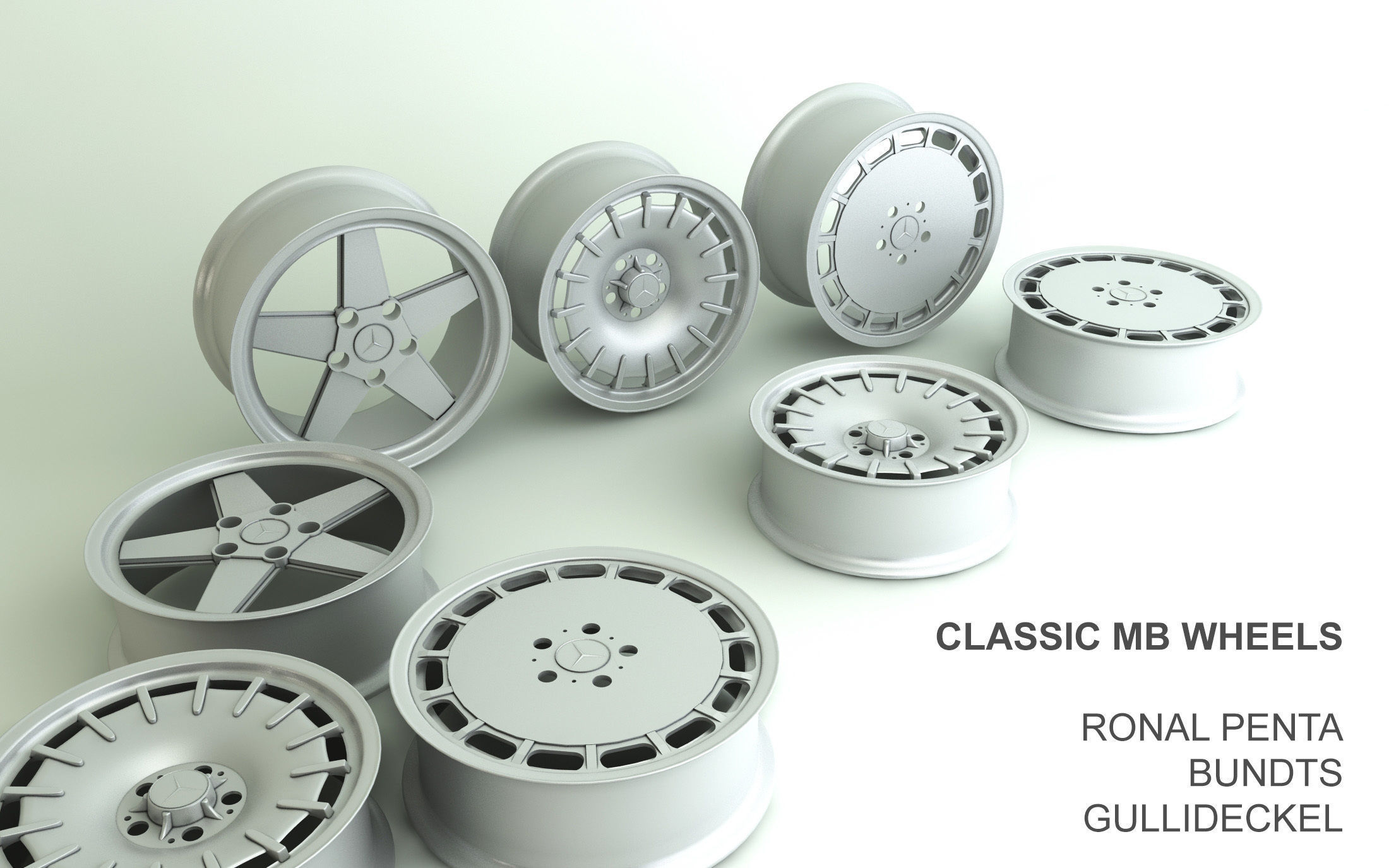 Mercedes Benz Classic Wheels Collection 3D model | CGTrader