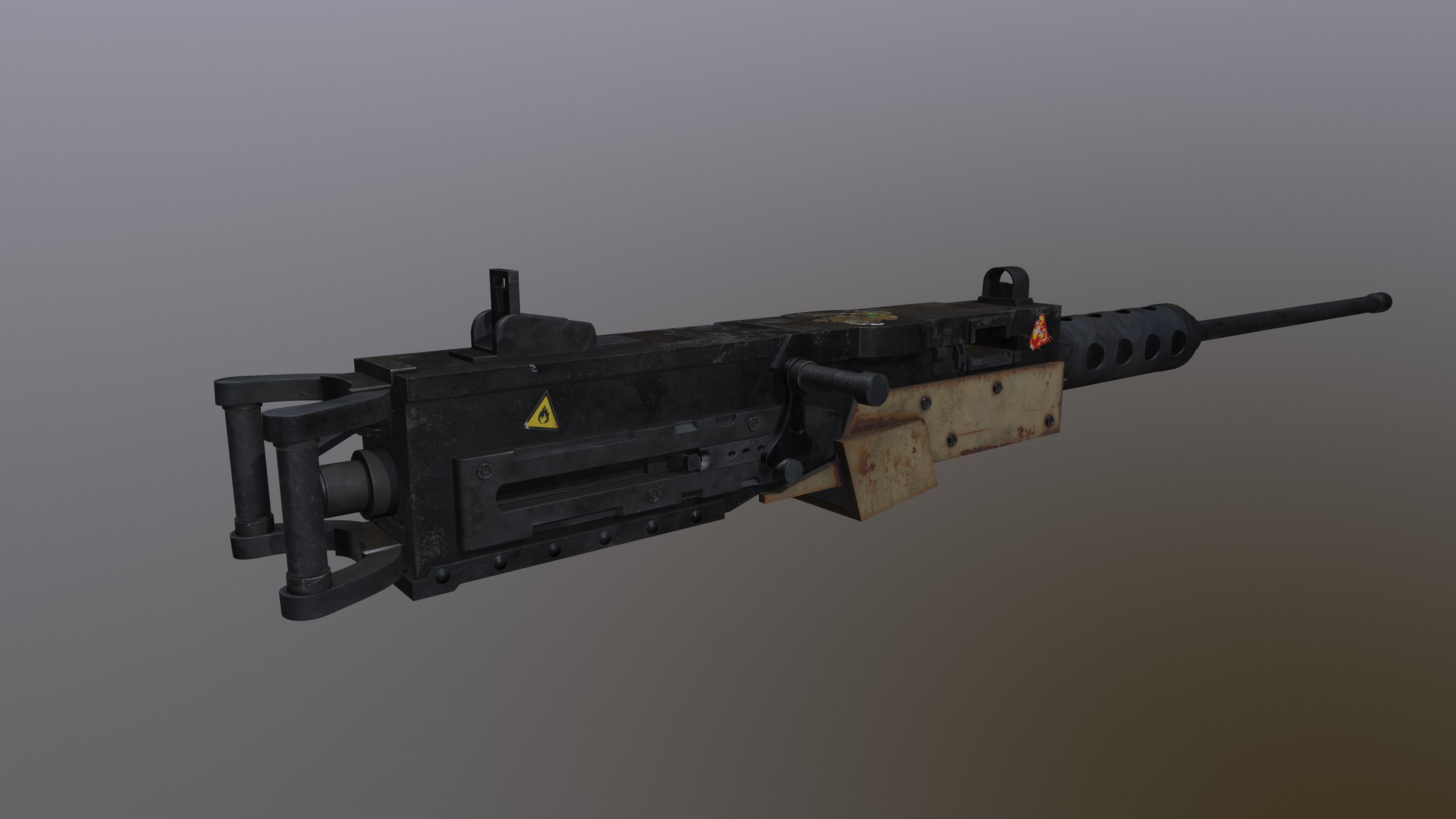 3D model Machine gun - Browning M2 - Low Poly PBR 3d Model VR / AR ...