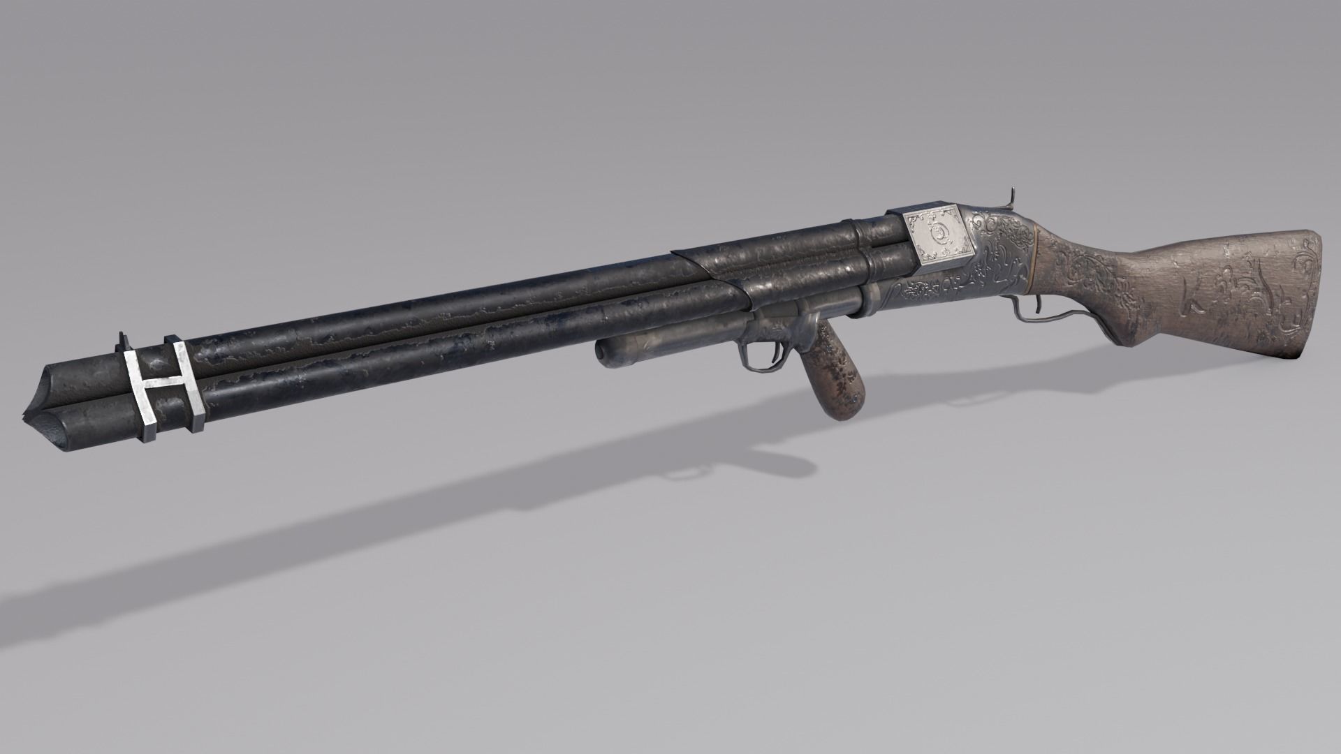3D model Victorian Triple Barreled Shotgun VR / AR / low-poly | CGTrader