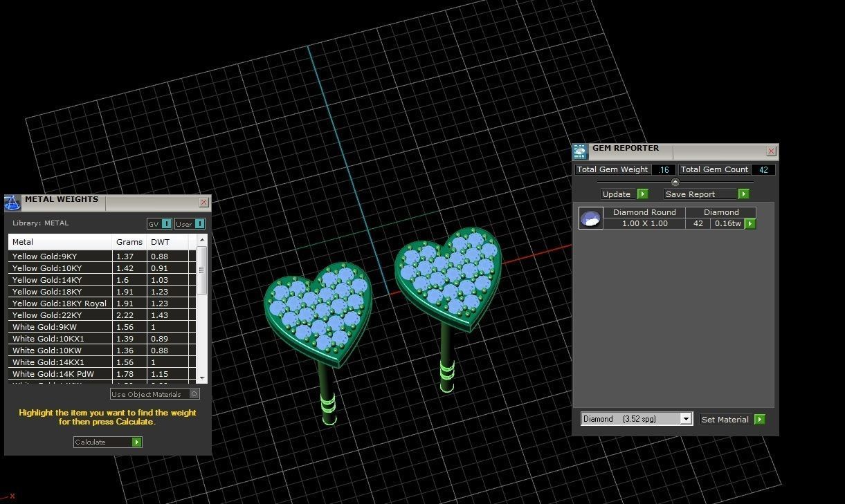 Diamond Earring Heart 3D model 3D printable | CGTrader