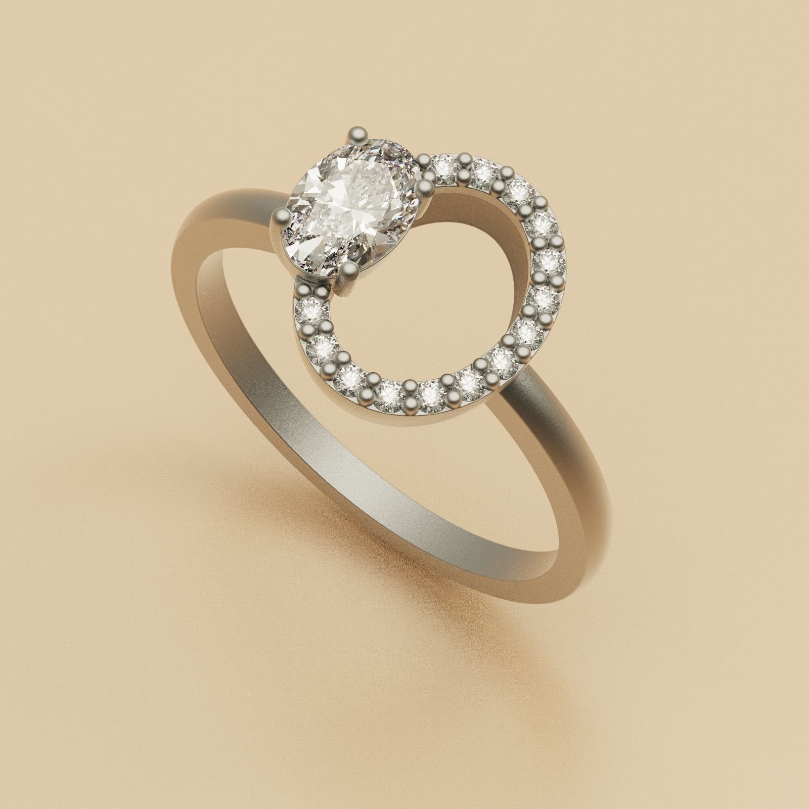 Diamond ring oval 3D model 3D printable | CGTrader