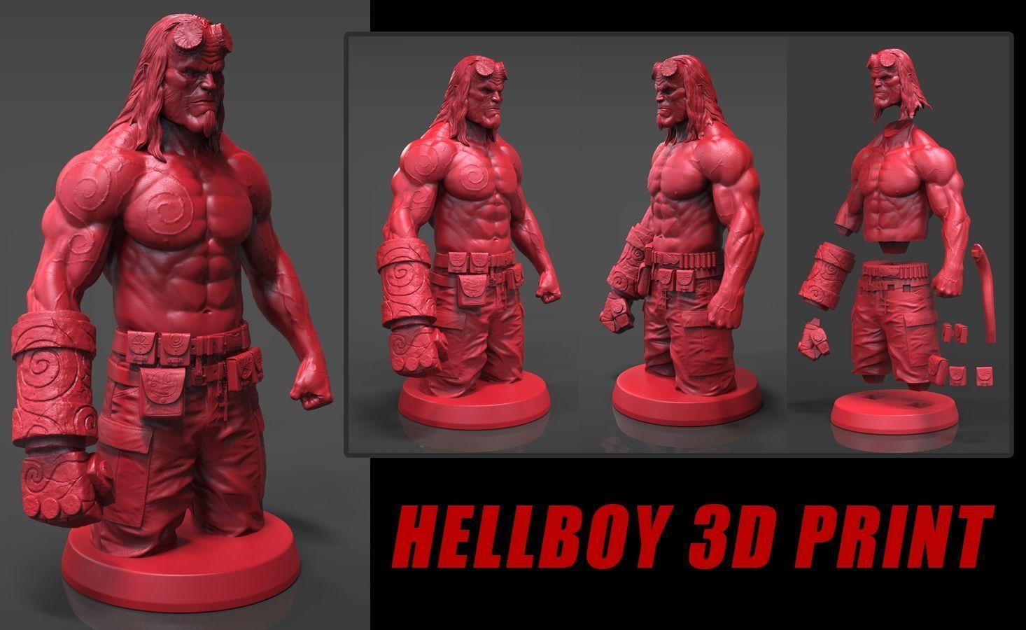 Hellboy 3D Print statue 3D model 3D printable | CGTrader