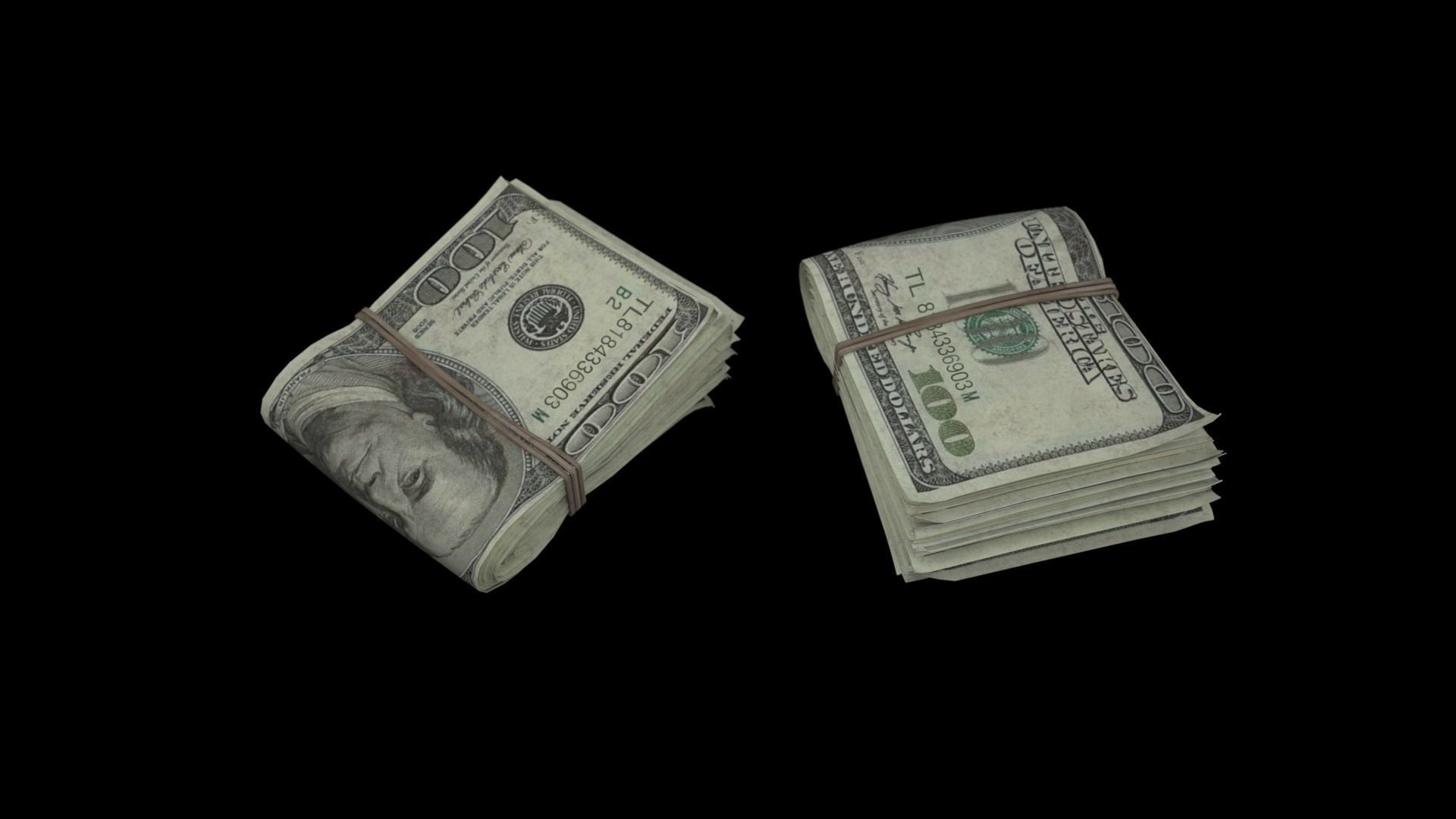3D model Money Gameready PBR stack of dollar bills on table VR / AR ...