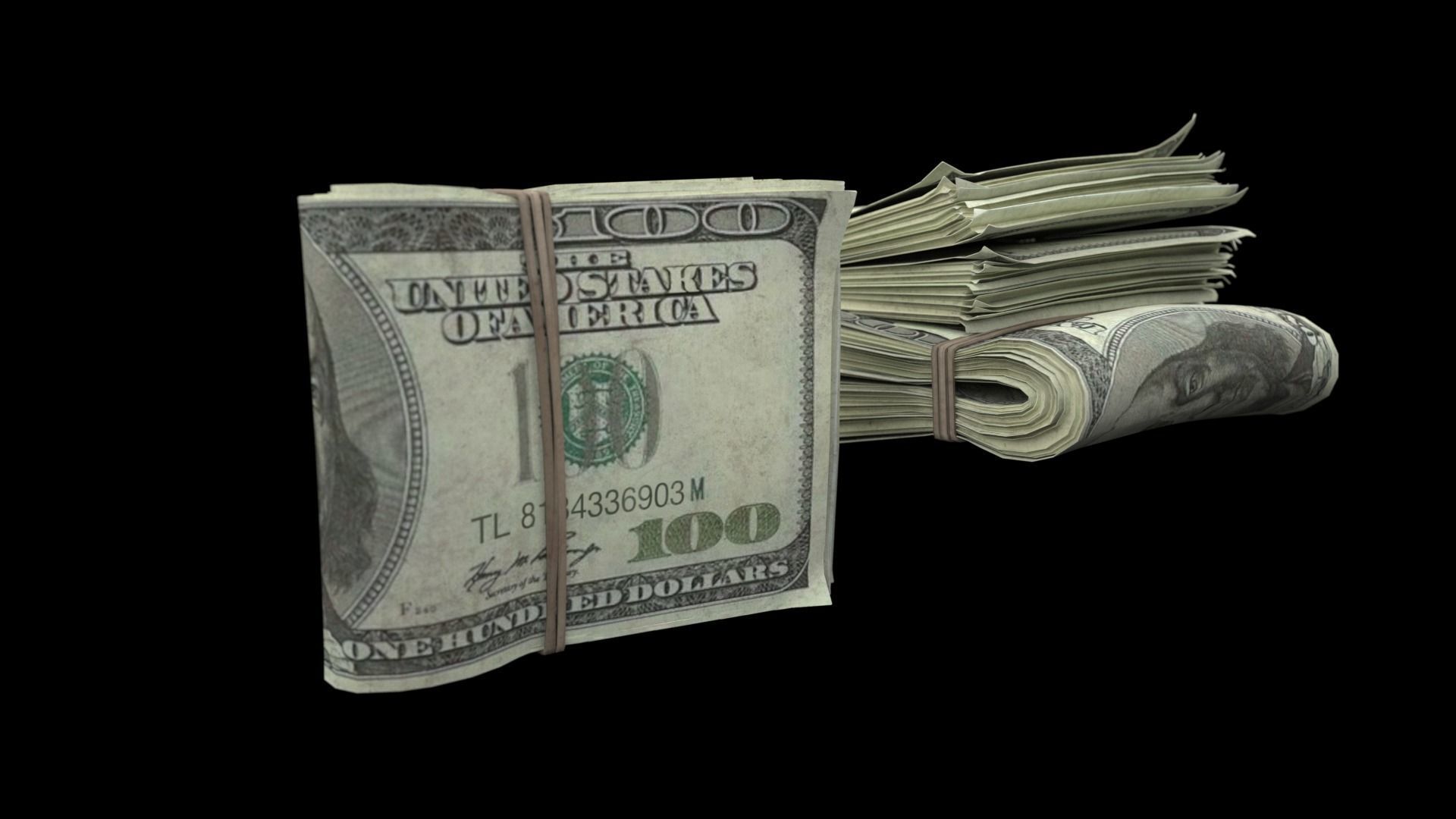 3D model Money Gameready PBR stack of dollar bills on table VR / AR ...