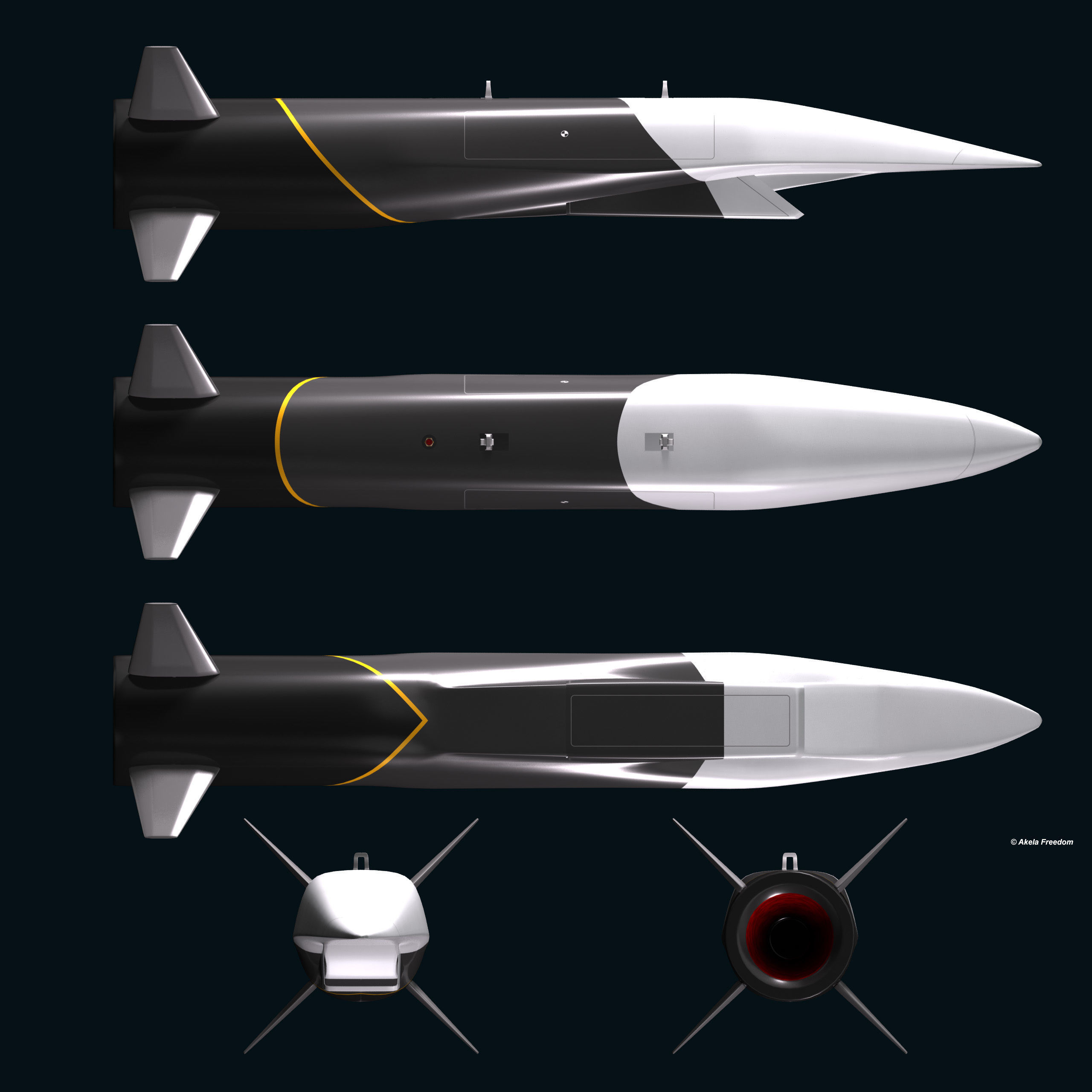 HyFly-2 Hypersonic Cruise Missile Concept 3D model animated | CGTrader