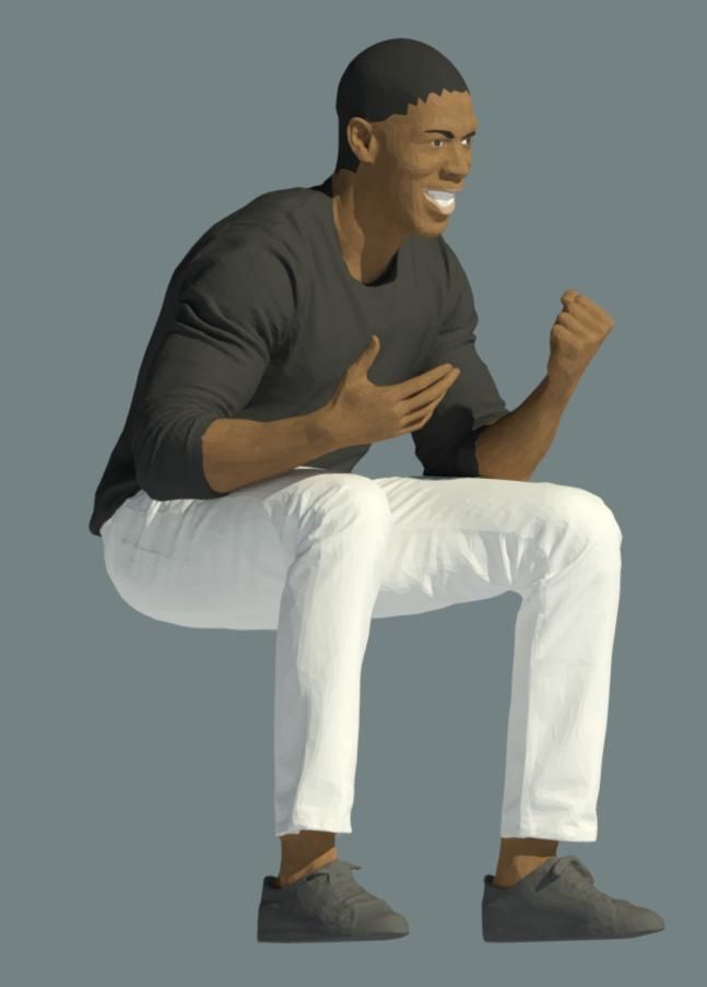 3D African sitting man model as Revit family and Revit file 3D model ...