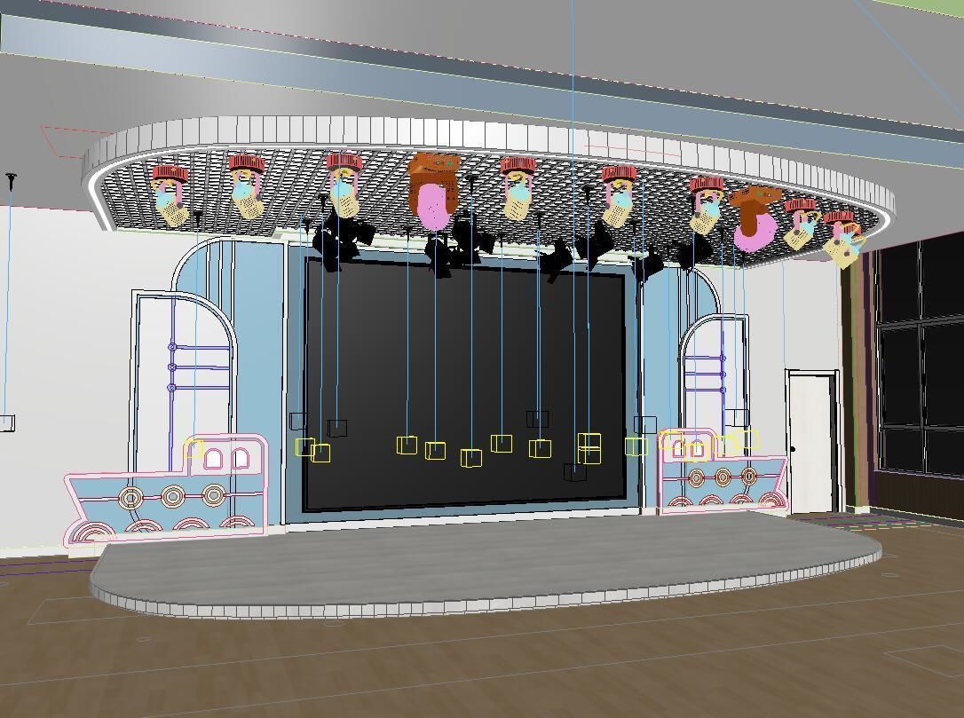 School stage theme background large screen auditorium 3D model | CGTrader