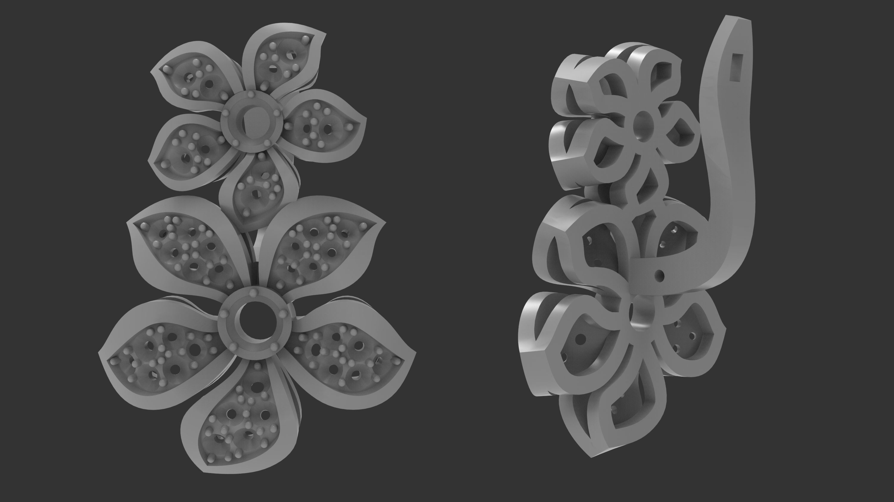 flower earrings 3D print model 3D model 3D printable | CGTrader