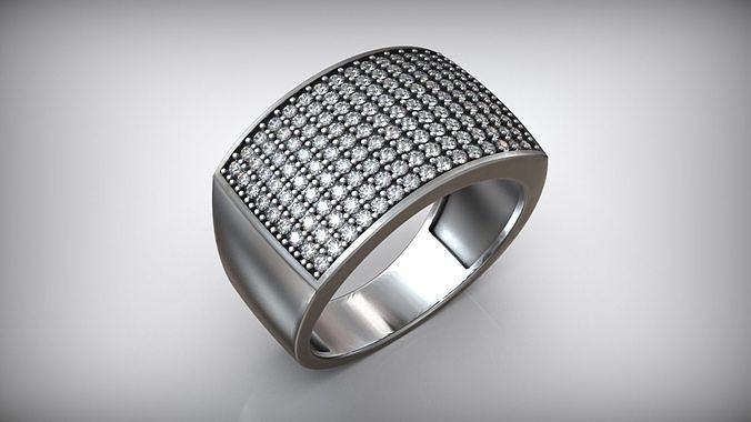 Square Pave Diamond Fashion Ring free 3D model 3D printable | CGTrader