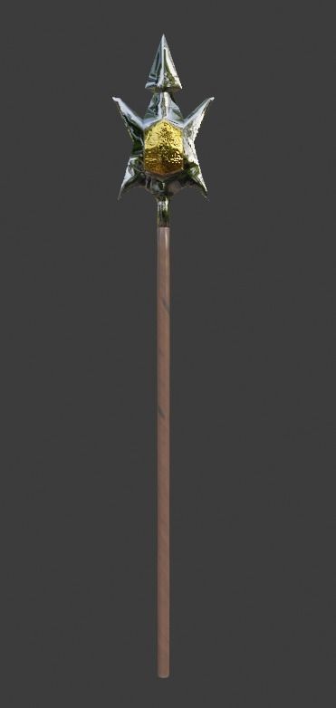 3D model Stylized spear with a gold plate VR / AR / low-poly | CGTrader