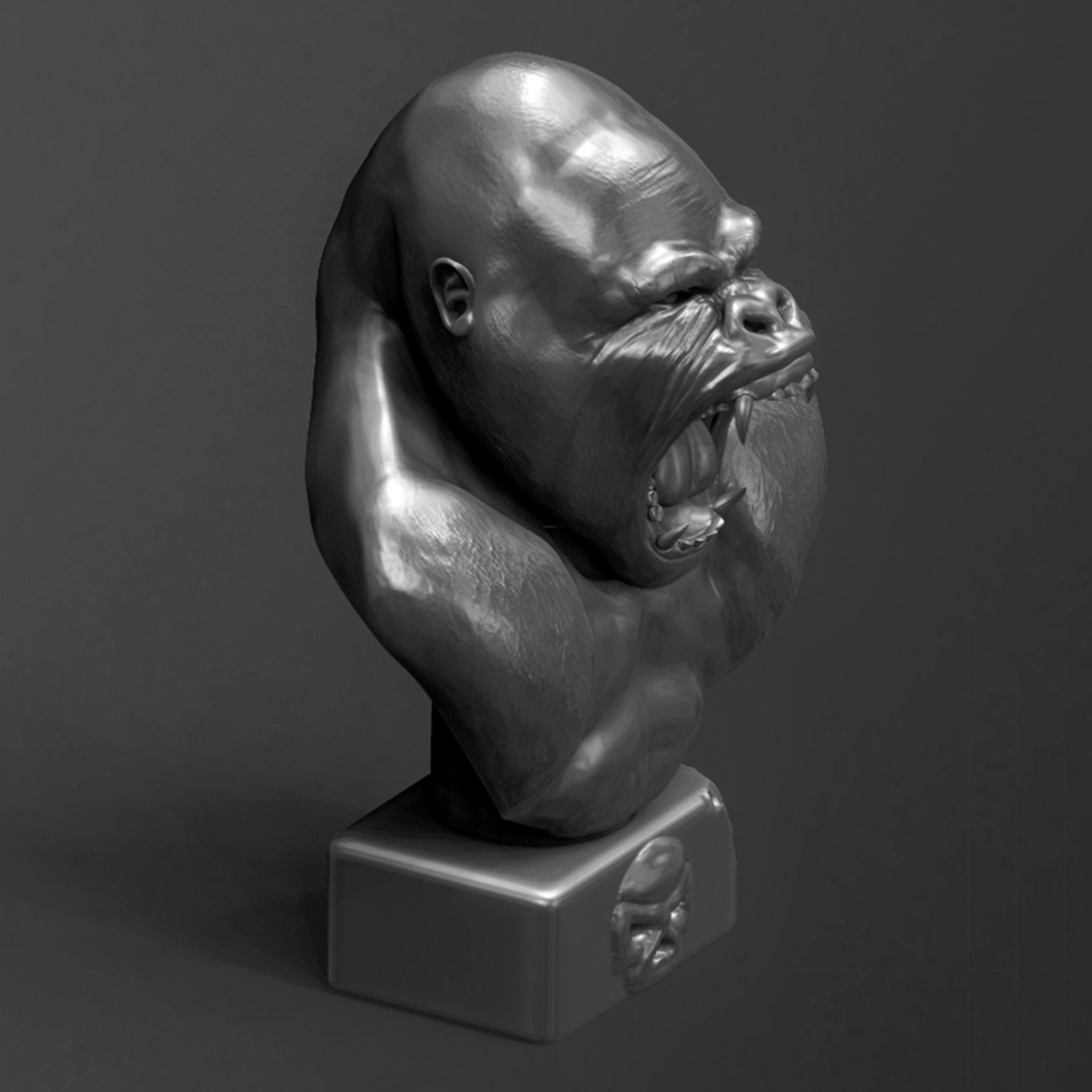 Gorilla Head Statue 2 3D model 3D printable | CGTrader