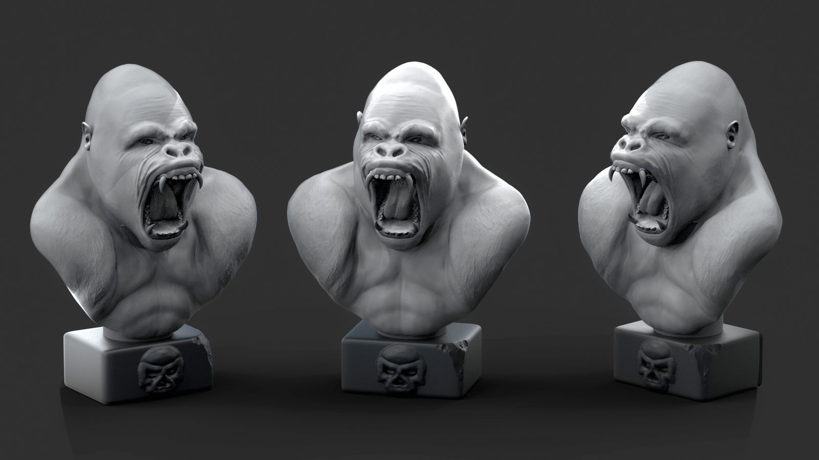 Gorilla Head Statue 2 3D model 3D printable | CGTrader