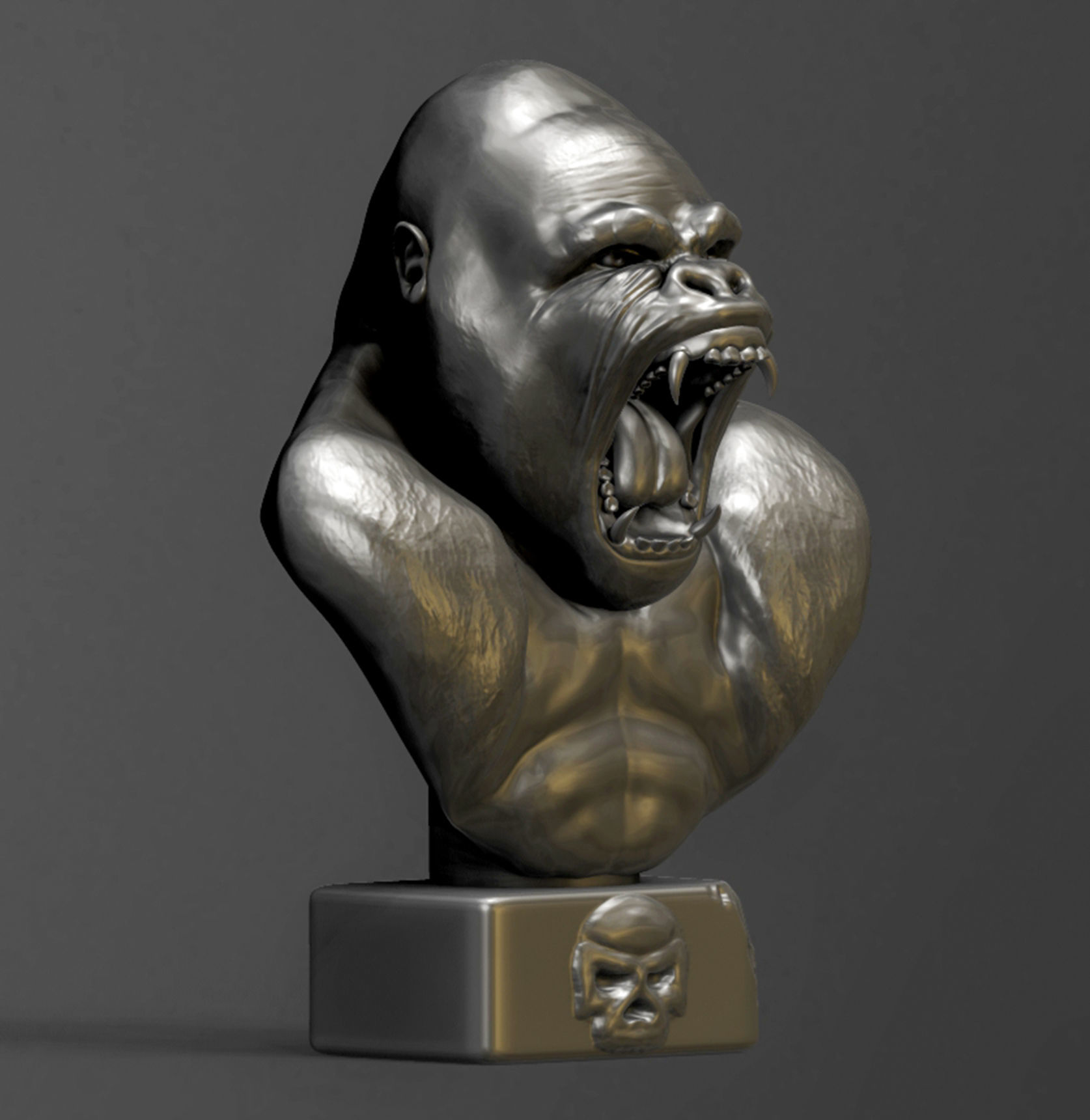 Gorilla Head Statue 2 3D model 3D printable | CGTrader