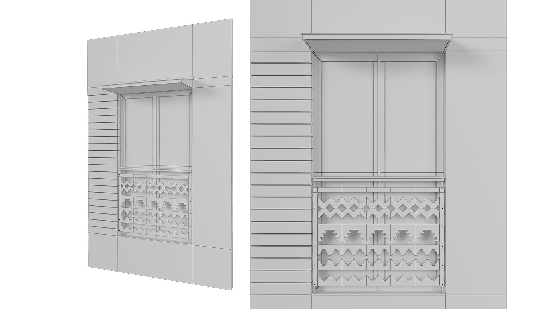 3D Fasade Element Window Railing Ornament 3D model | CGTrader