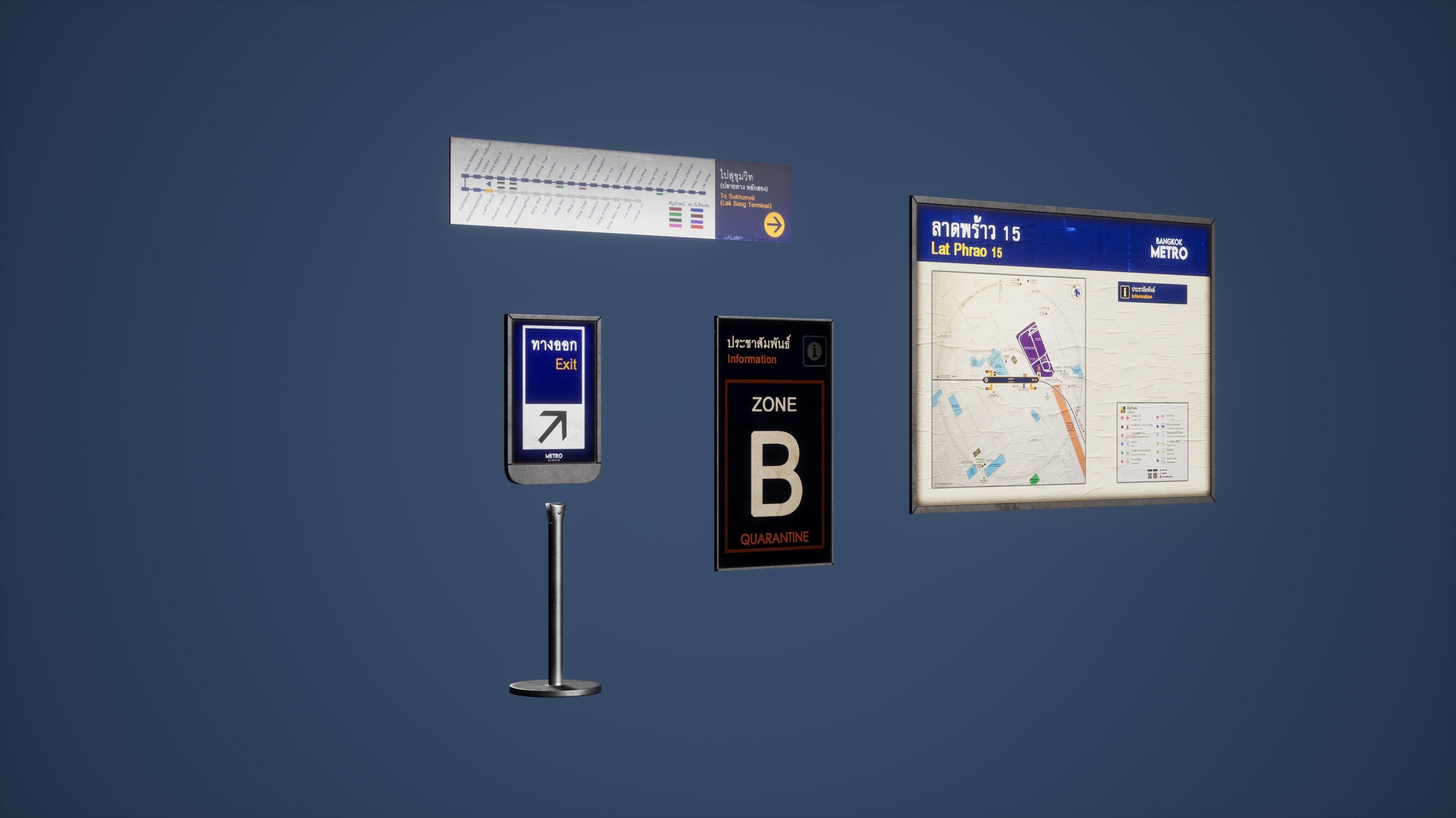 3D model Metro Subway Underground Labels Billboards Game Ready VR / AR ...