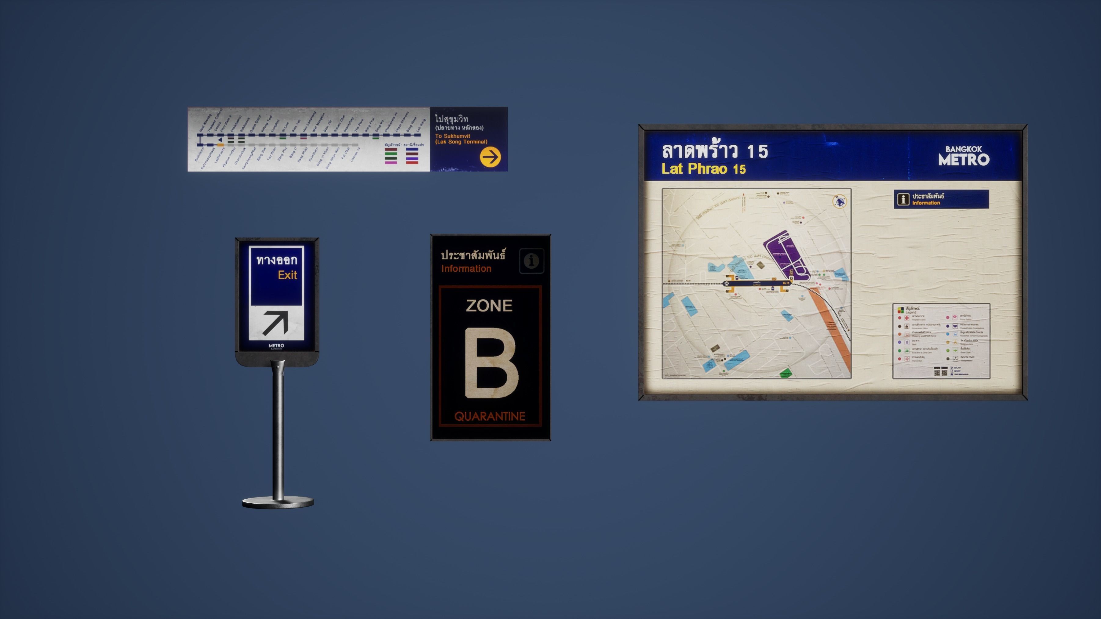 3D model Metro Subway Underground Labels Billboards Game Ready VR / AR ...