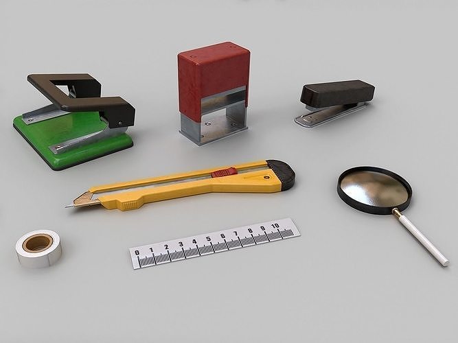 3D model Stationery Set 02 VR / AR / low-poly | CGTrader