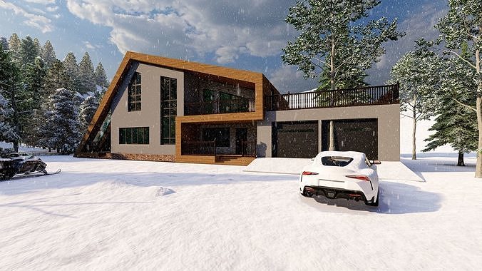 Winter house in the forest 3D model | CGTrader