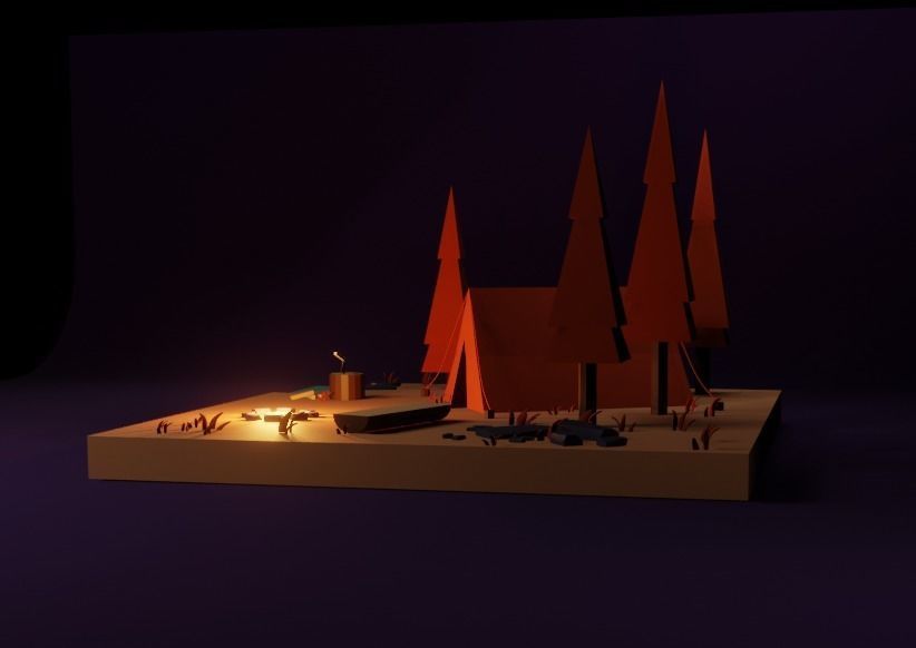 3D model Low-poly Autumn camp VR / AR / low-poly | CGTrader