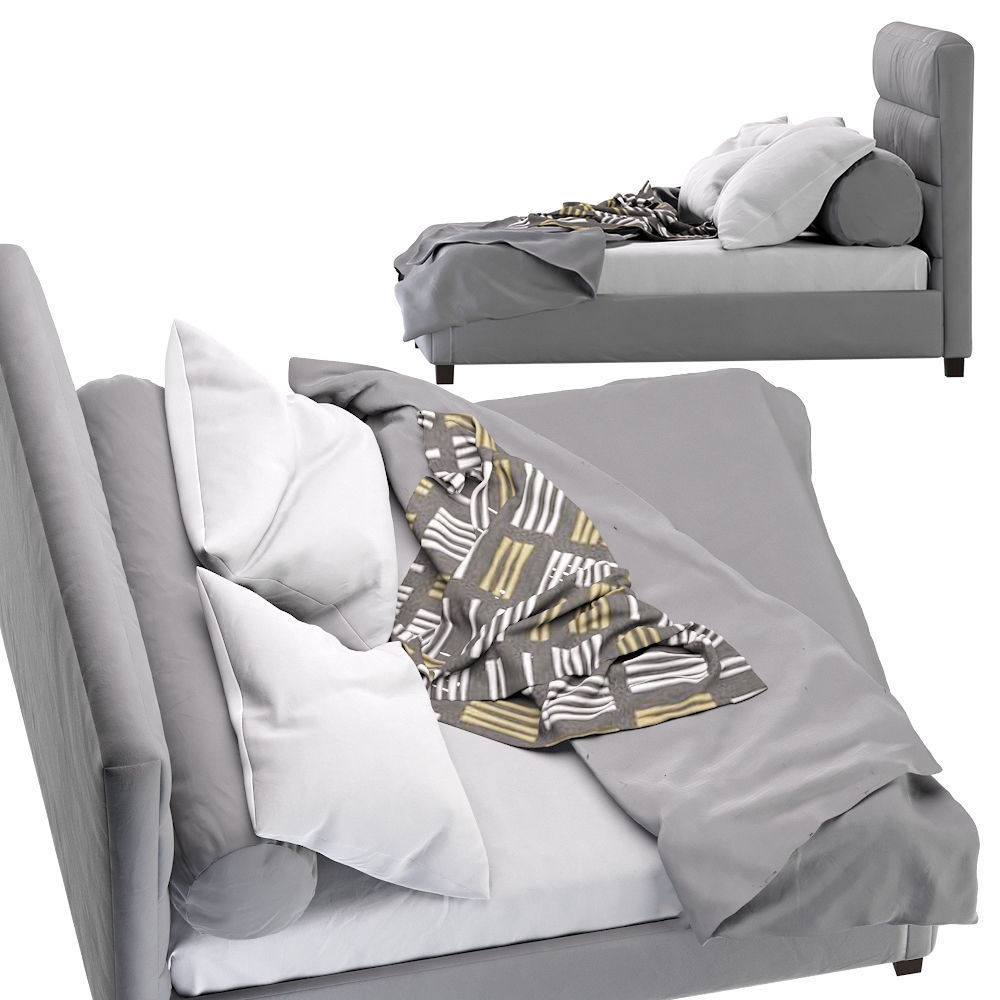 Coco Republic Blaire Horizontal Panelled Bed 3D model | CGTrader