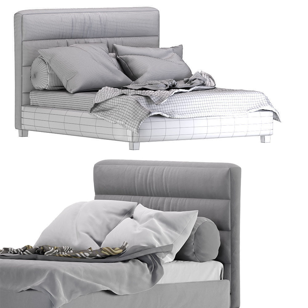 Coco Republic Blaire Horizontal Panelled Bed 3D model | CGTrader