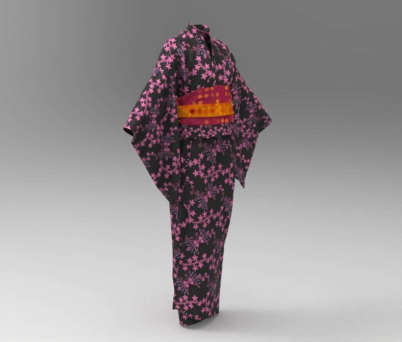 Yukata Dress 3D model | CGTrader