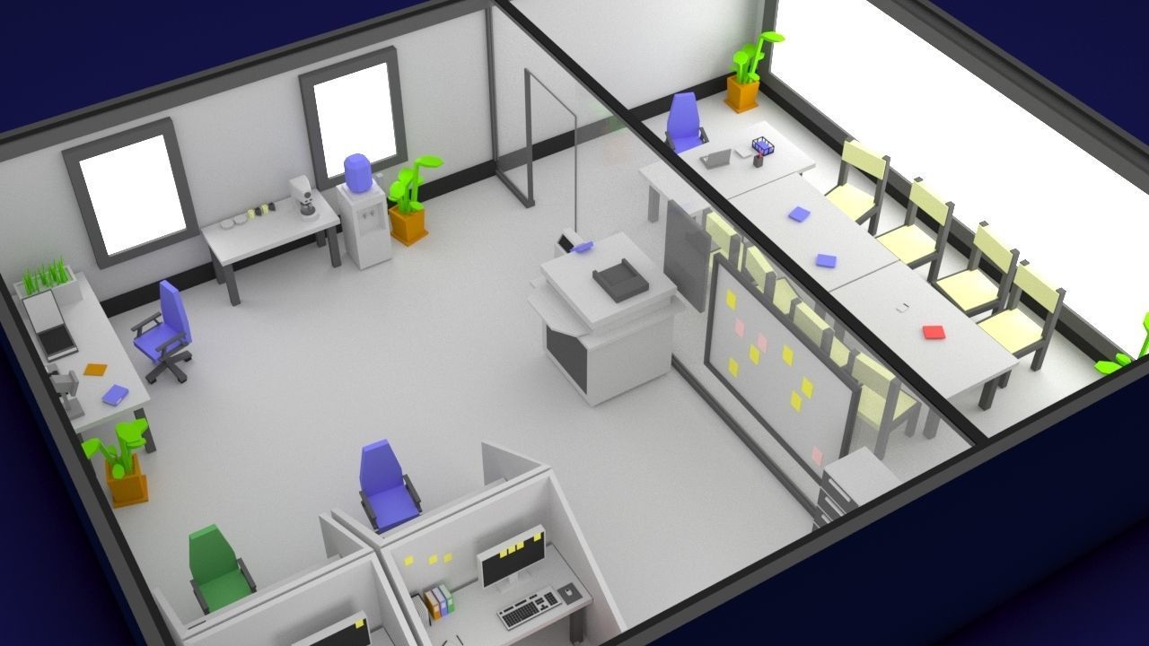 3D model Low poly Office 3D model VR / AR / low-poly | CGTrader