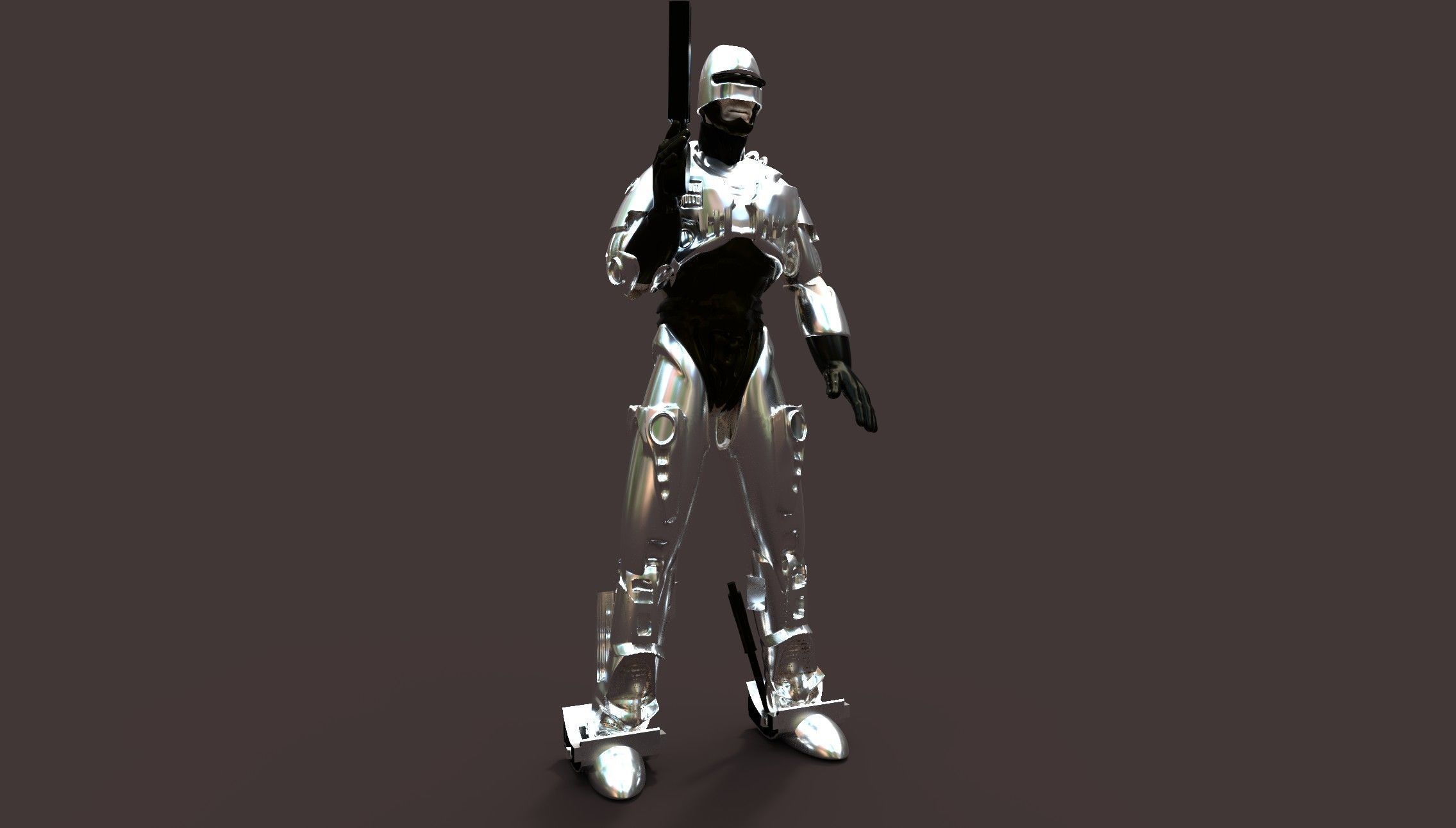 Robocop silver star wars trooper holding gun 3D model | CGTrader