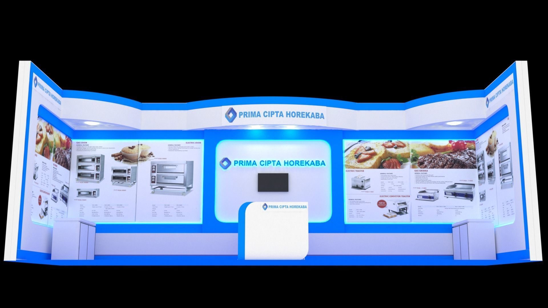 3D model Booth Exhibition Design size 9x3 m one side open VR / AR / low ...