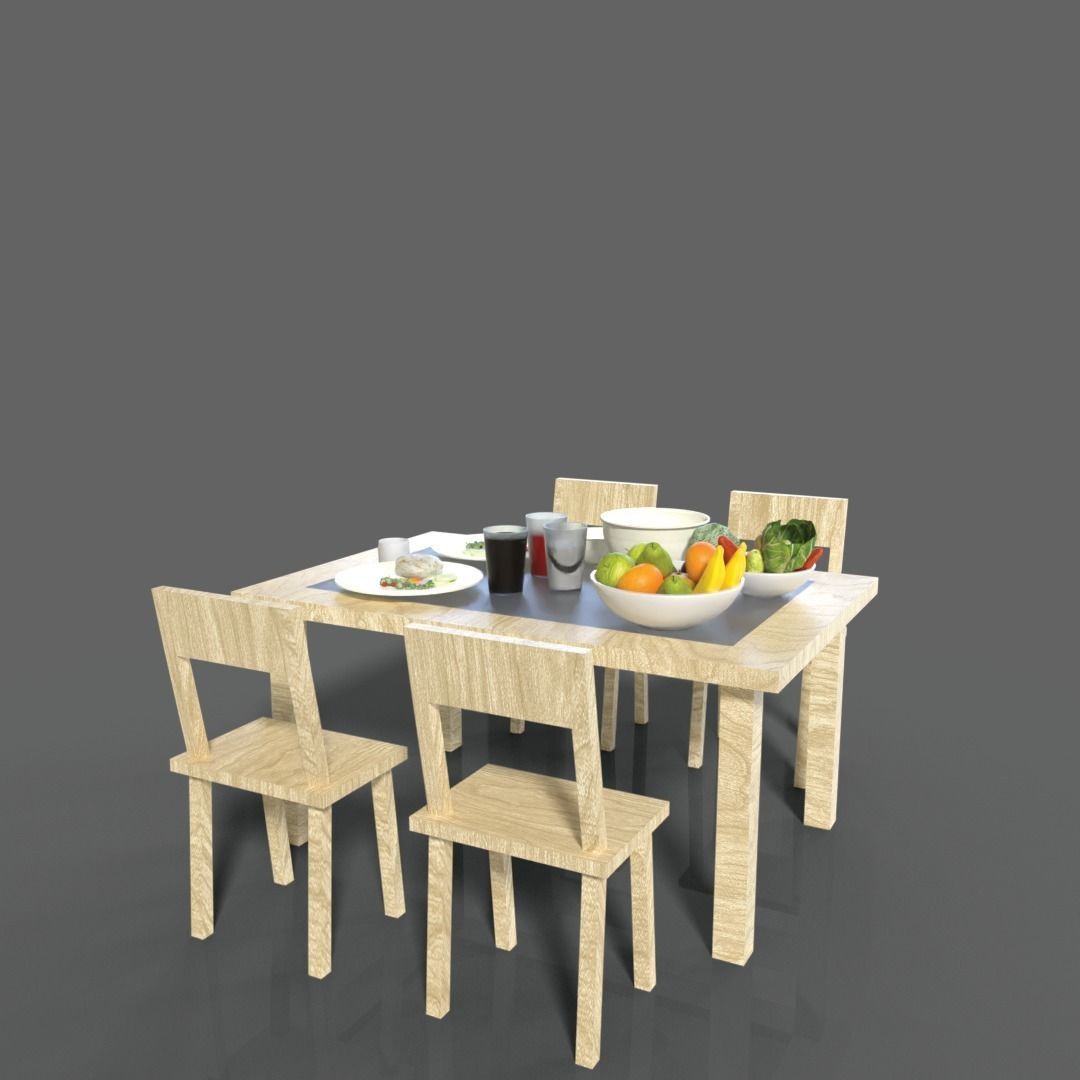 3D model Simple Dining Room Sets - Meja Makan VR / AR / low-poly | CGTrader