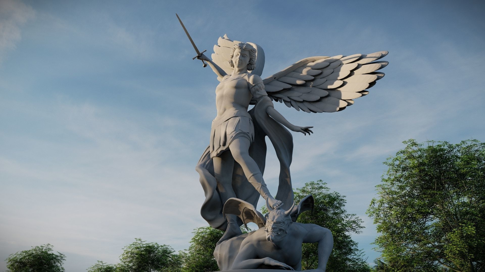 Saint Michael Statue 3D model | CGTrader